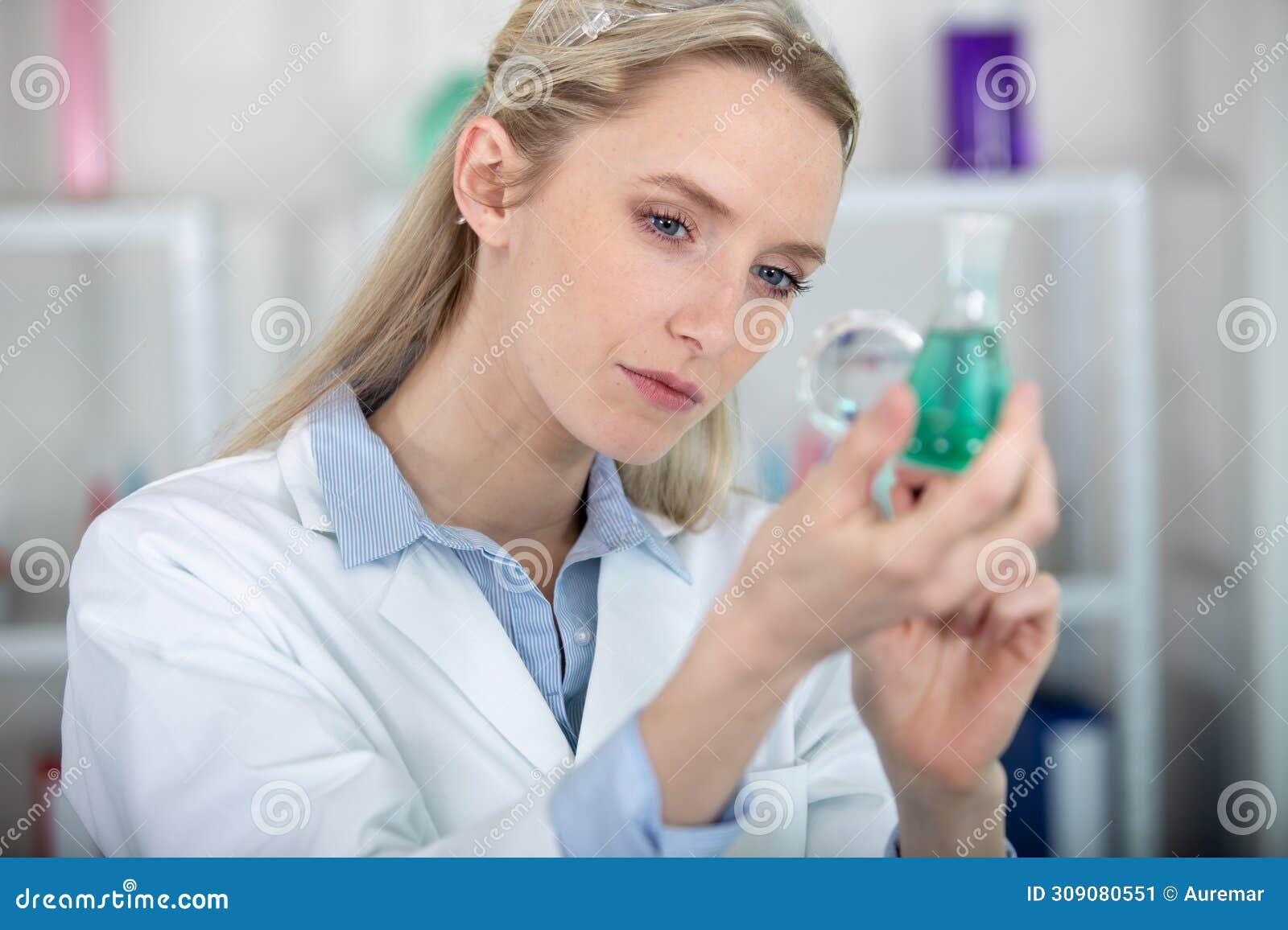 Attractive Young Phd Student Scientist Observing Color Shift Stock ...