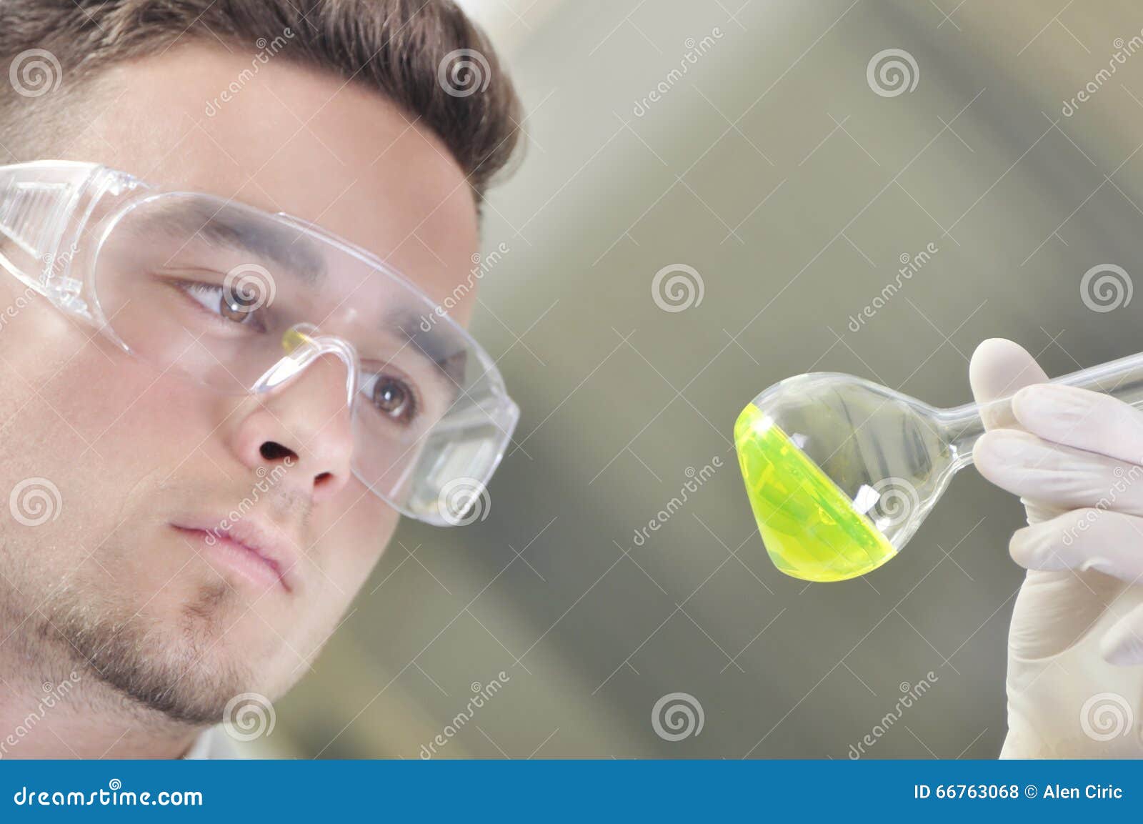 Attractive Young PhD Student Scientist Observing the Color Shift after ...