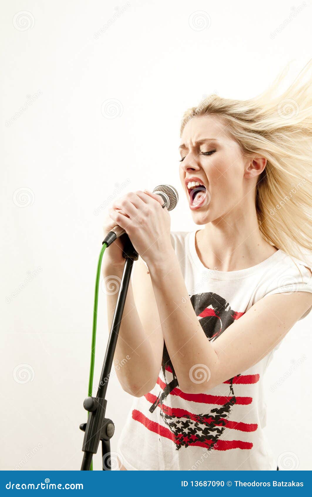 Singer Performing with Microphone Stock Photo - Image of feeling ...