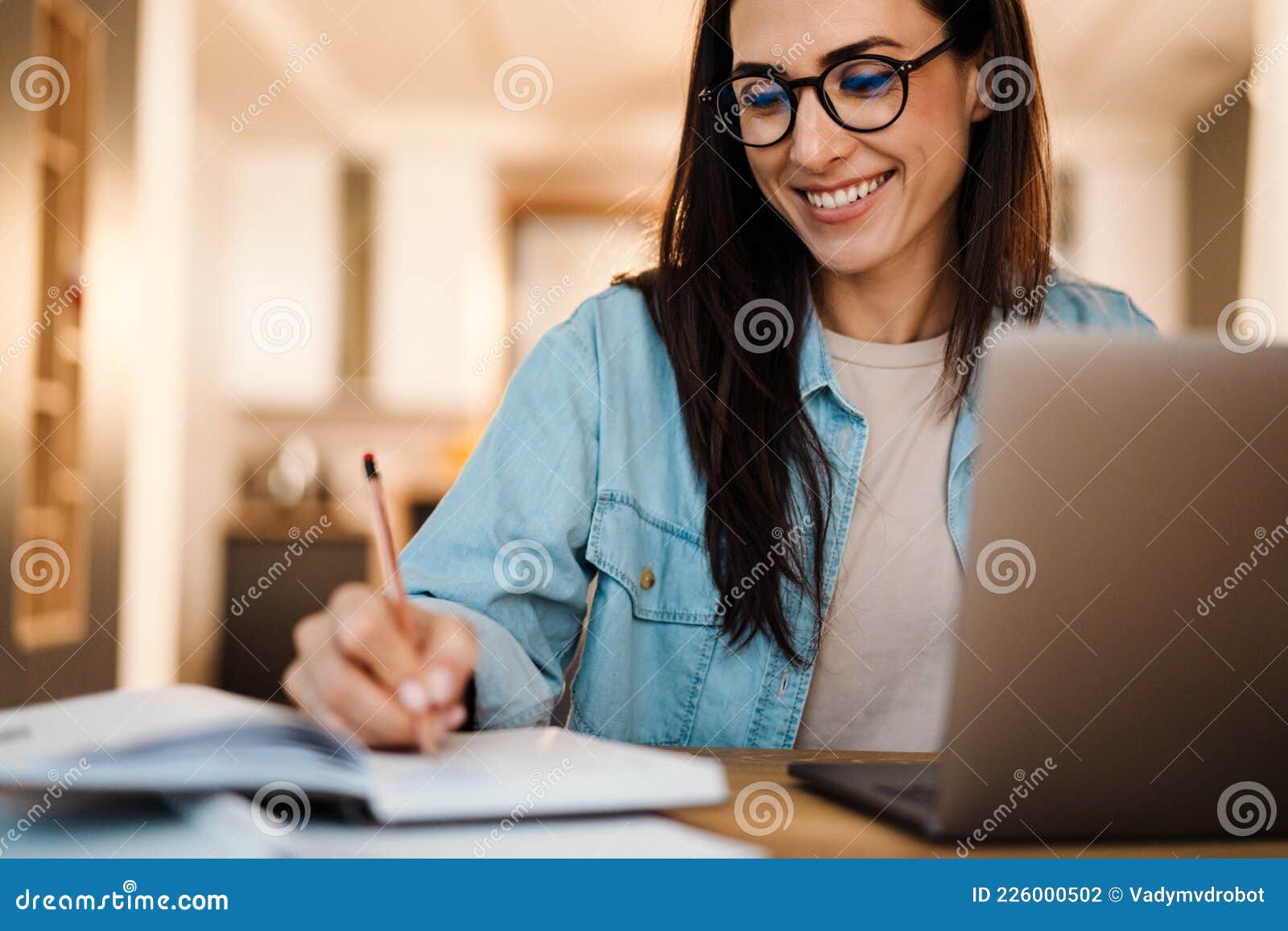 Attractive Young Smart Woman Working on Laptop Stock Photo - Image of ...