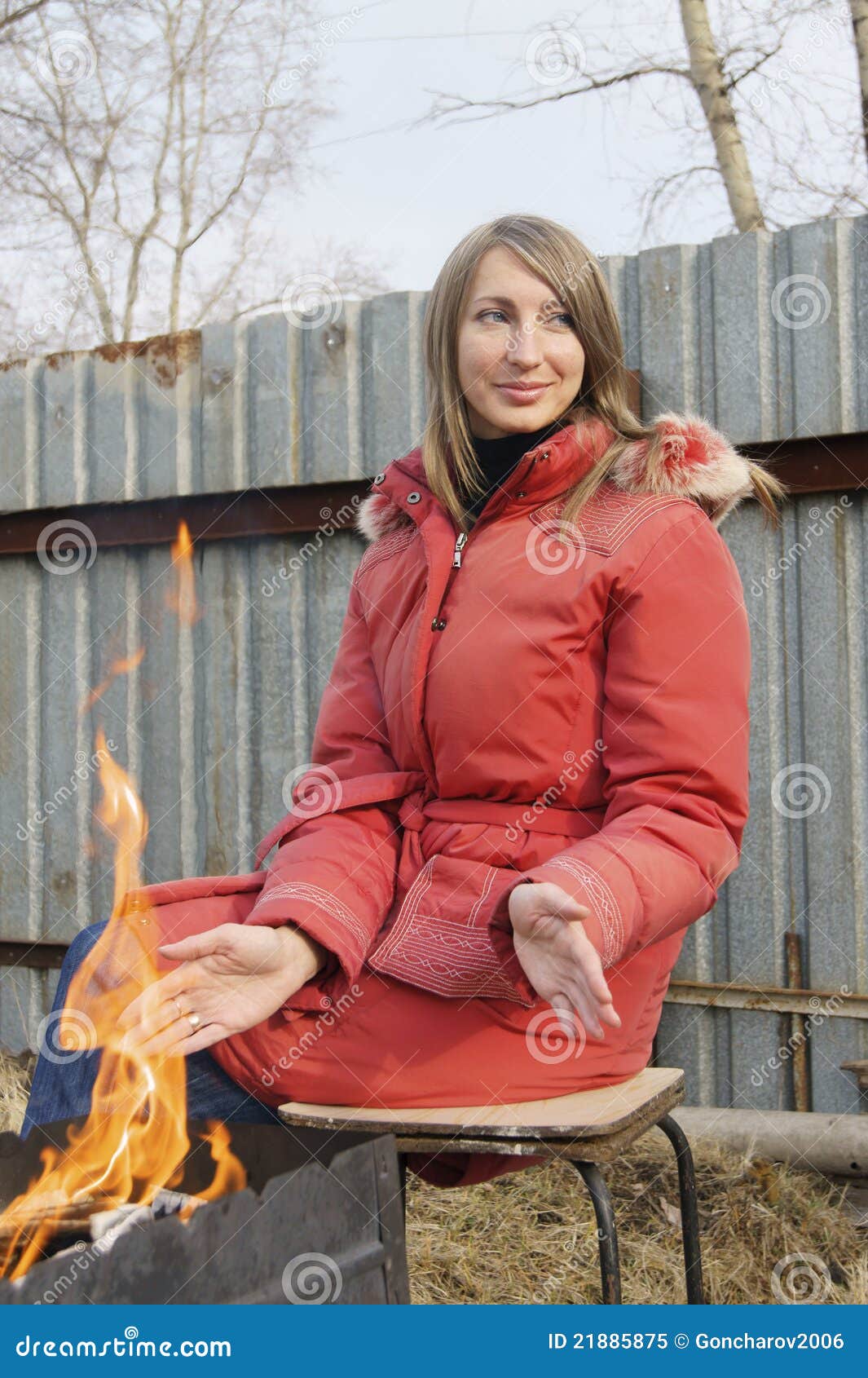 Attractive Young Woman at the Backyard Stock Image - Image of brazier ...