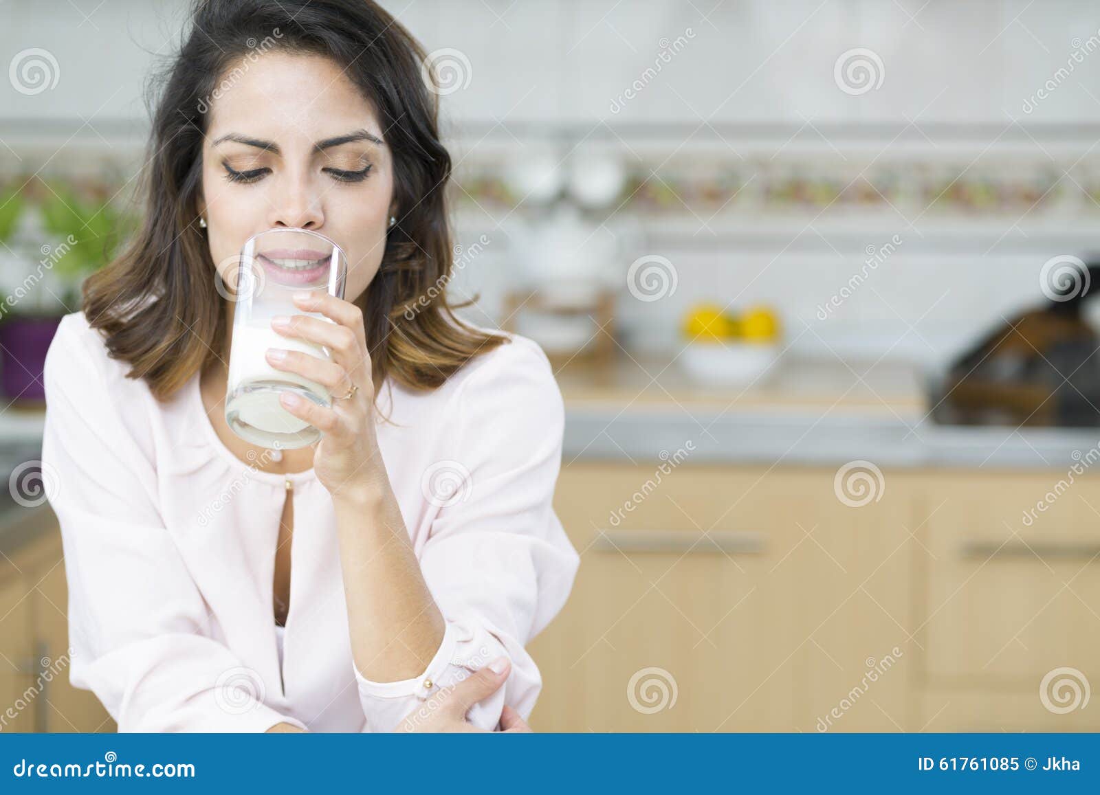 Attractive Young Woman Drinking Milk Stock Image - Image of girl, glass ...