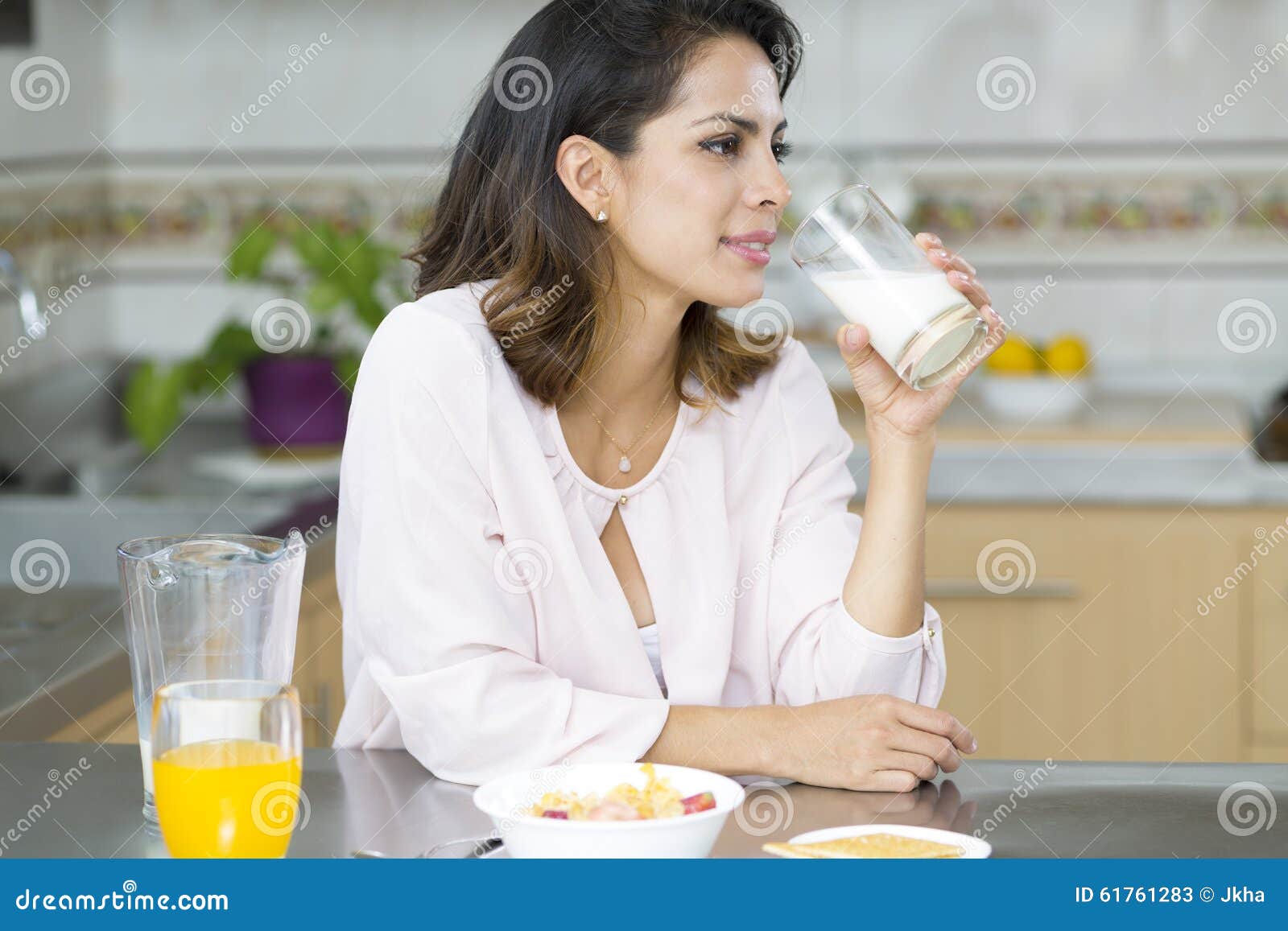 Attractive Young Woman Drinking Milk Stock Image - Image of healthcare ...