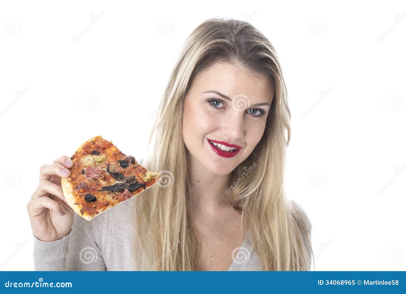 Attractive Young Woman Eating Pizza Stock Image - Image of twenties ...