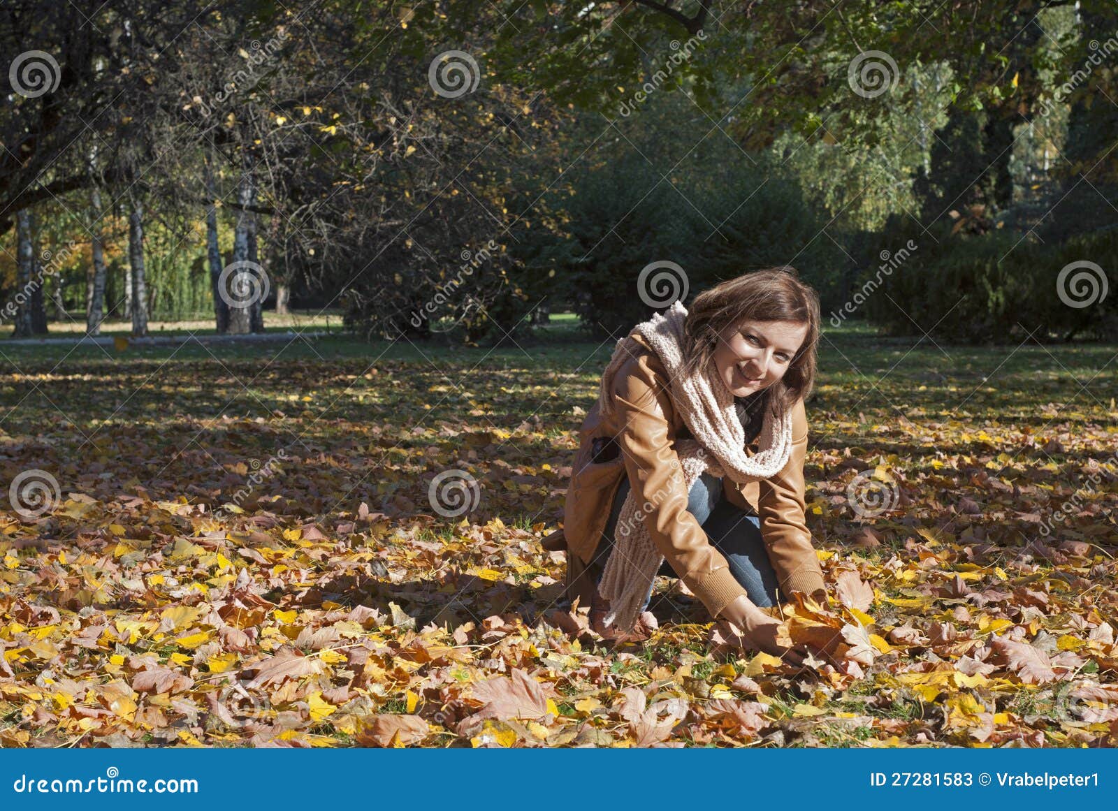 Attractive Young Woman and Fall Leaves Stock Image - Image of colorful ...