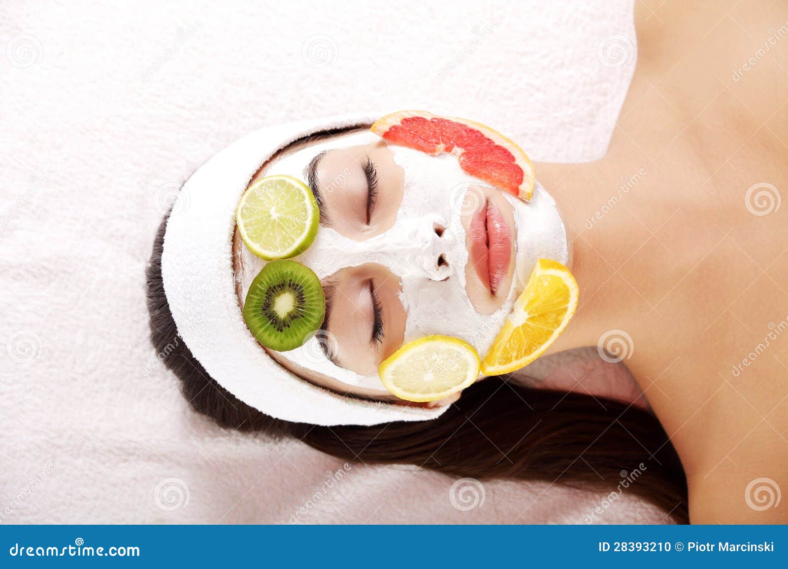 Attractive Young Woman with Fruit Mask on a Face Stock Photo - Image of ...