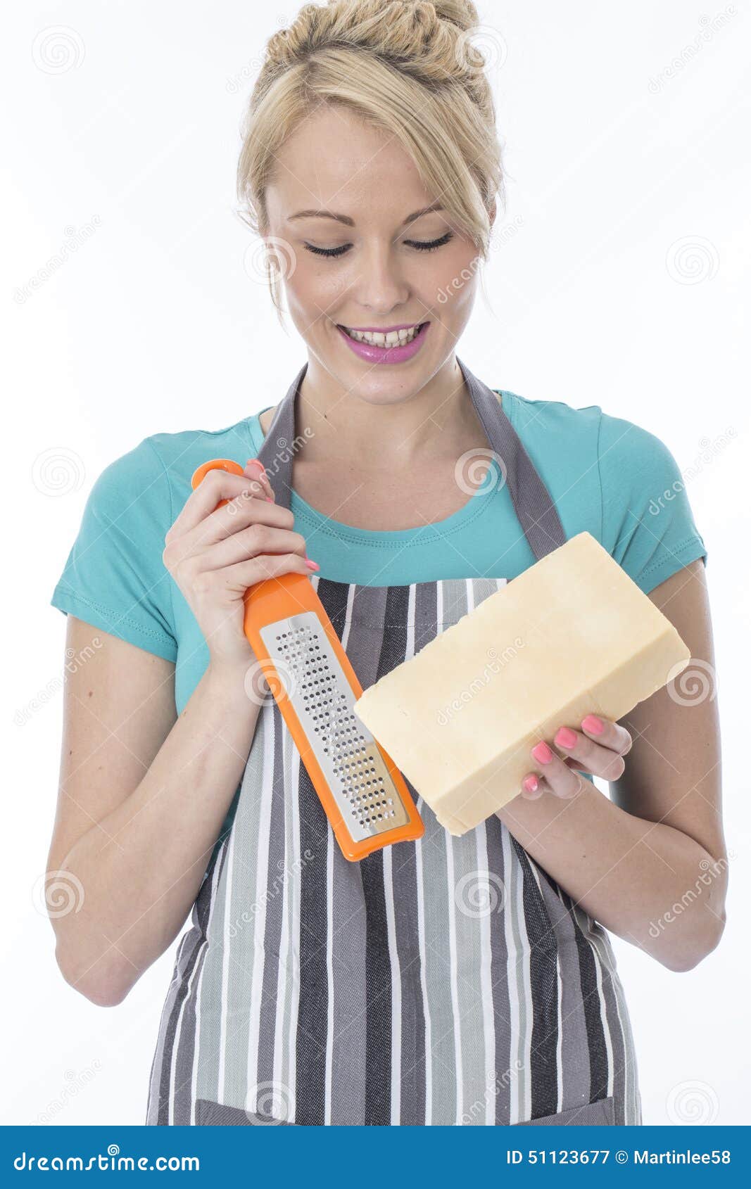 Attractive Young Woman Grating Cheese Stock Image - Image of domestic ...