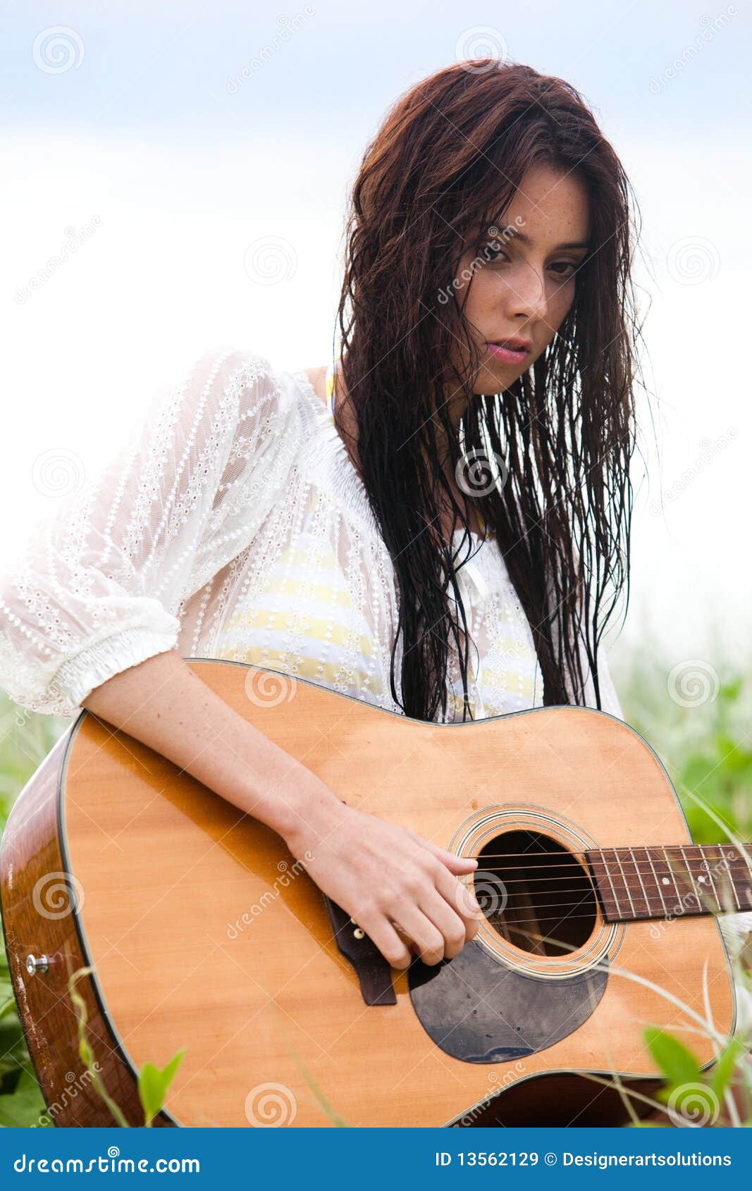 Attractive Young Woman with Guitar Stock Image - Image of gorgeous ...