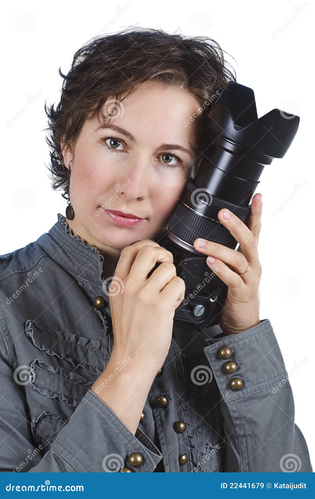 Attractive Young Woman Holding a Camera Stock Image - Image of ...