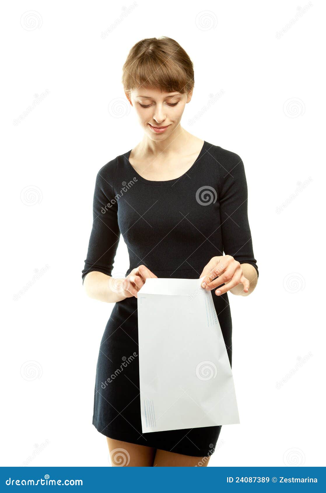 Attractive Young Woman Holding Envelope/letter Stock Image - Image of ...