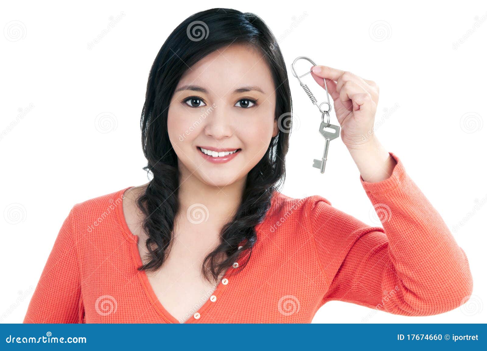 Attractive Young Woman Holding a Key Stock Photo - Image of looking ...