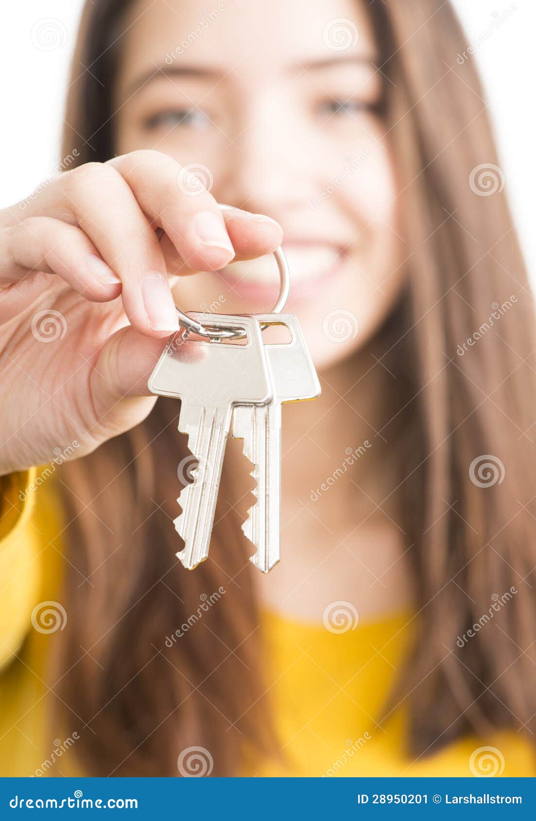 Attractive Young Woman Holding Keys Stock Image - Image of happy ...