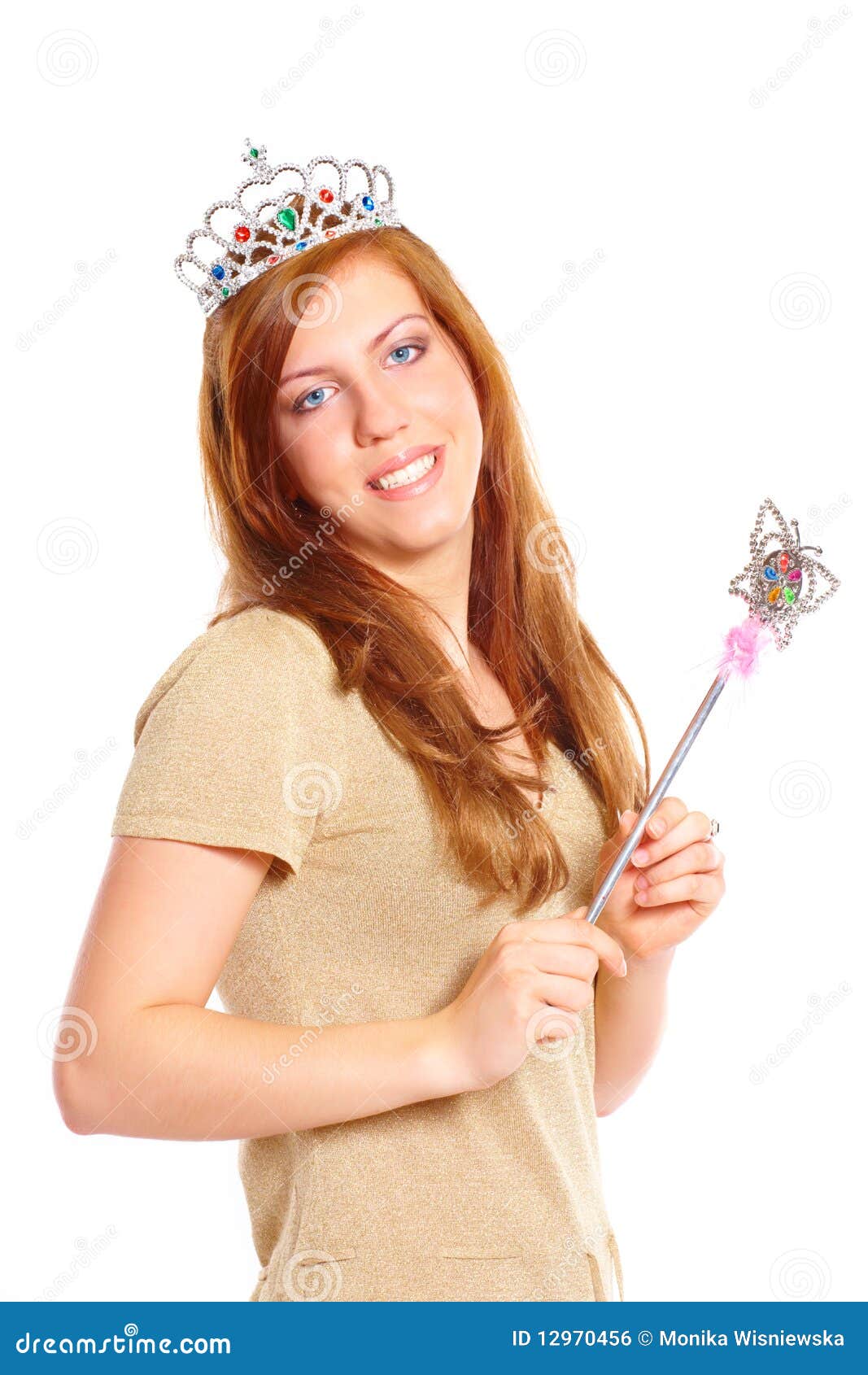 Attractive Young Woman Holding a Magic Wand Stock Photo - Image of ...