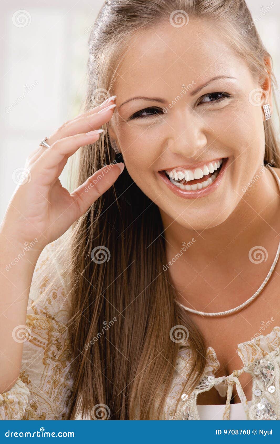 Attractive Young Woman Laughing Stock Photo - Image of friendly, female ...