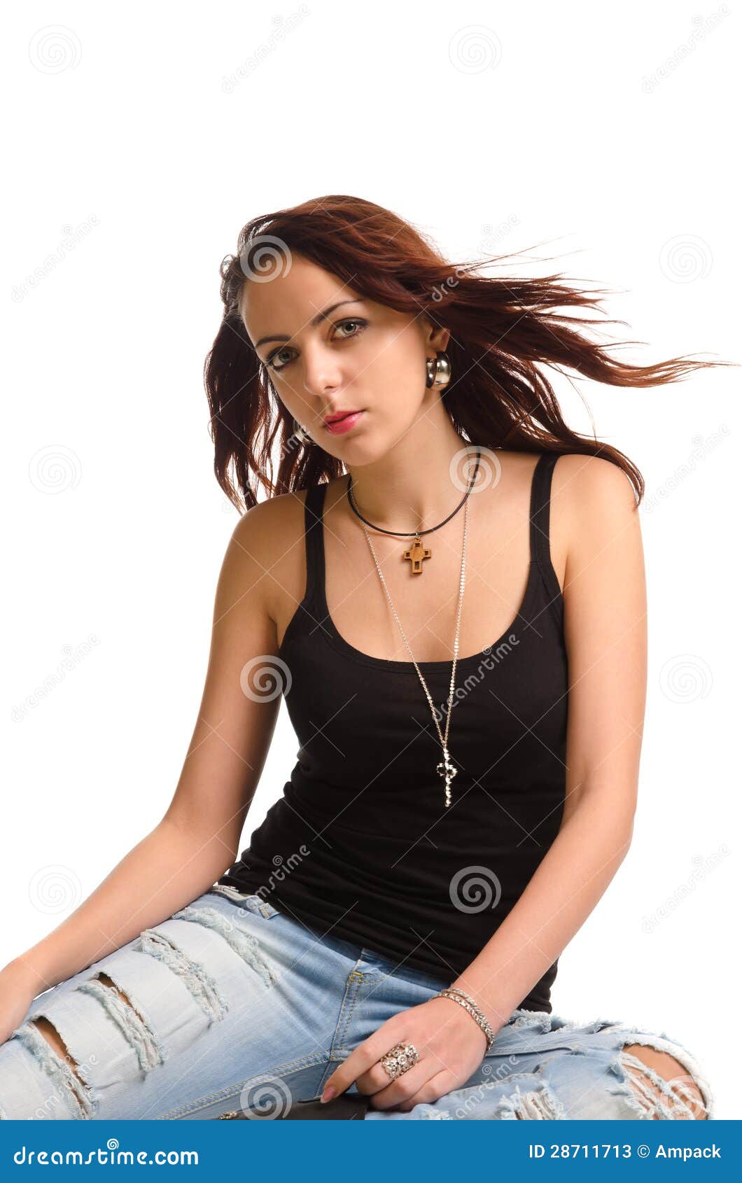 Attractive Young Woman with Long Stock Image - Image of fashion ...