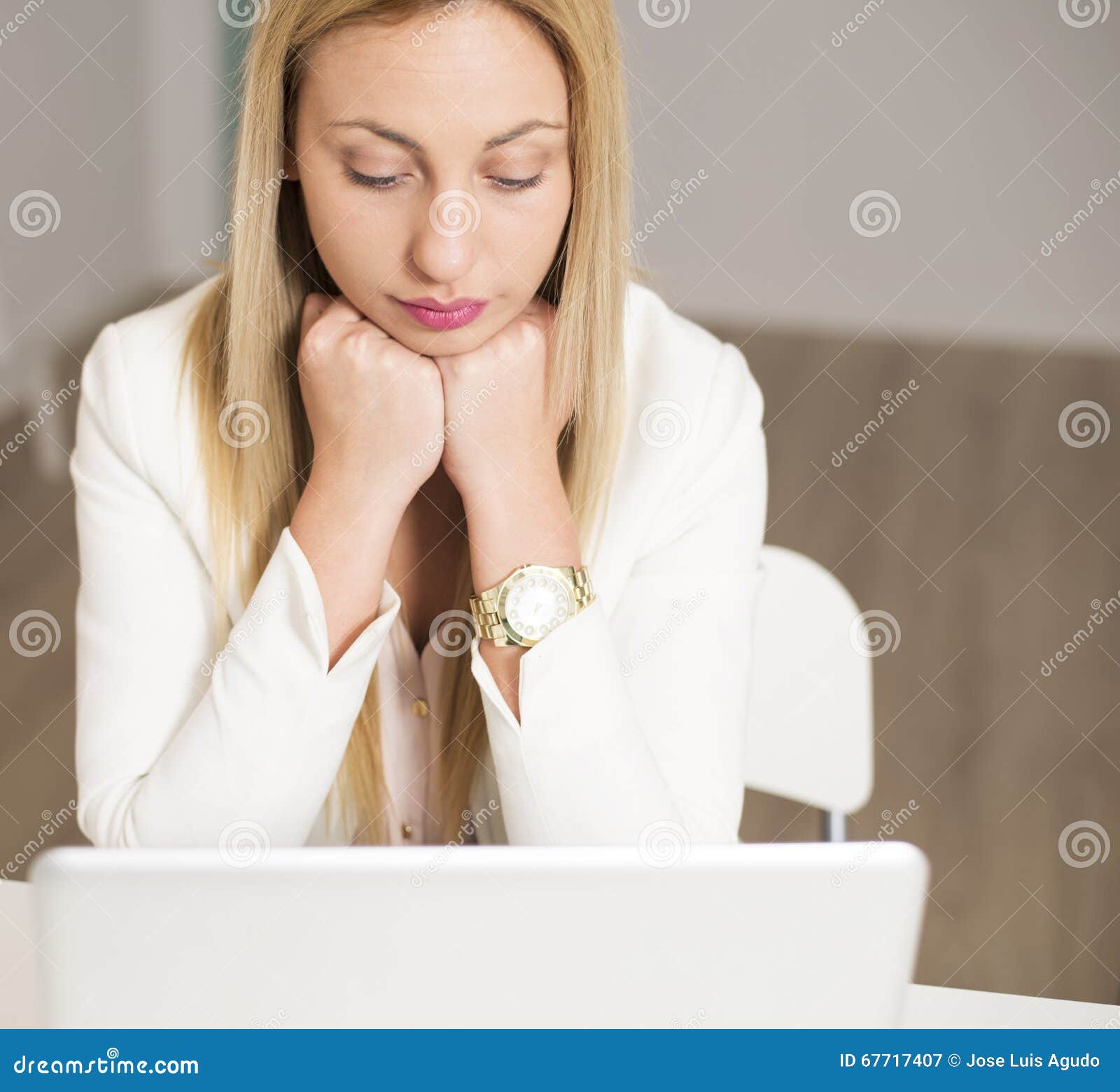Attractive Young Woman Looking at Computer Screen Stock Image - Image ...