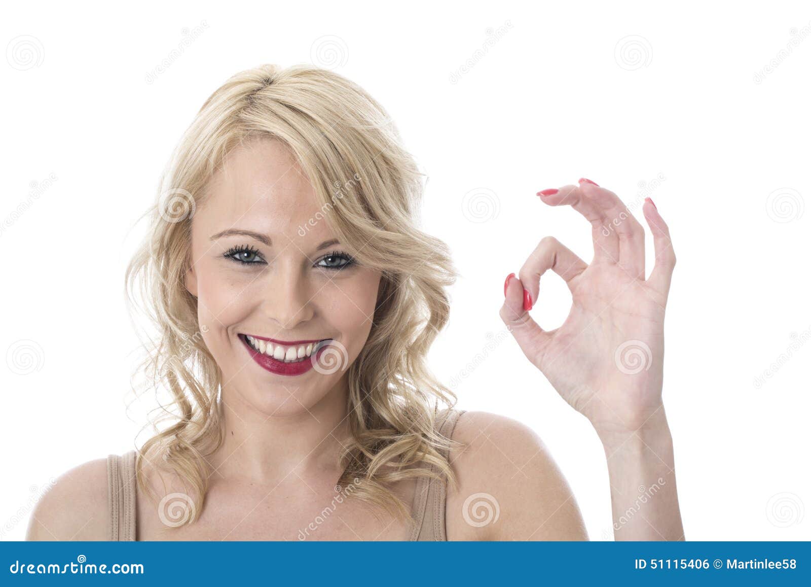 Attractive Young Woman Making OK Sign Stock Photo - Image of isolated ...