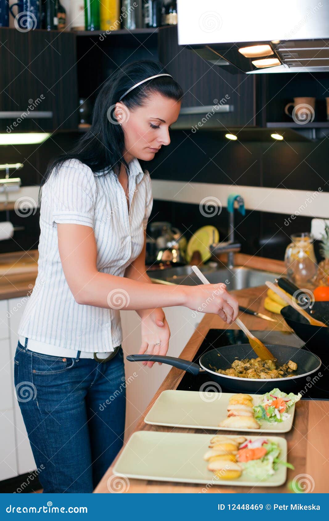 Attractive Young Woman Preparing Lunch Stock Image - Image of housewife ...