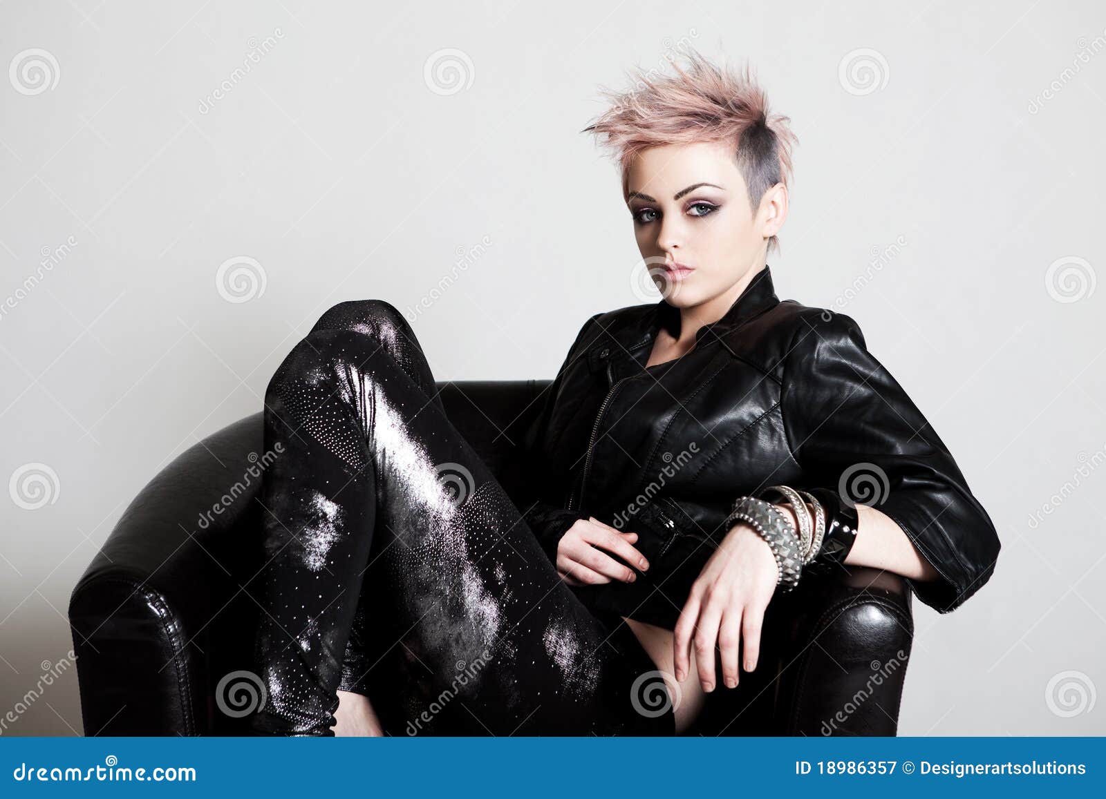 Attractive Young Woman in Punk Attire Stock Image - Image of adult ...