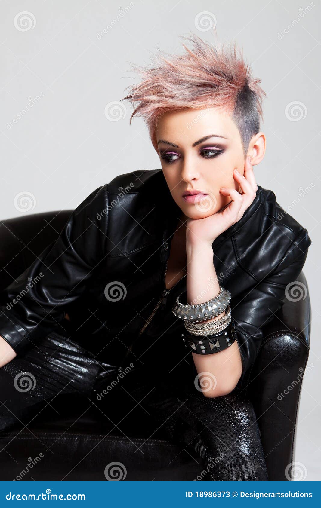 Attractive Young Woman in Punk Attire Stock Image - Image of away ...