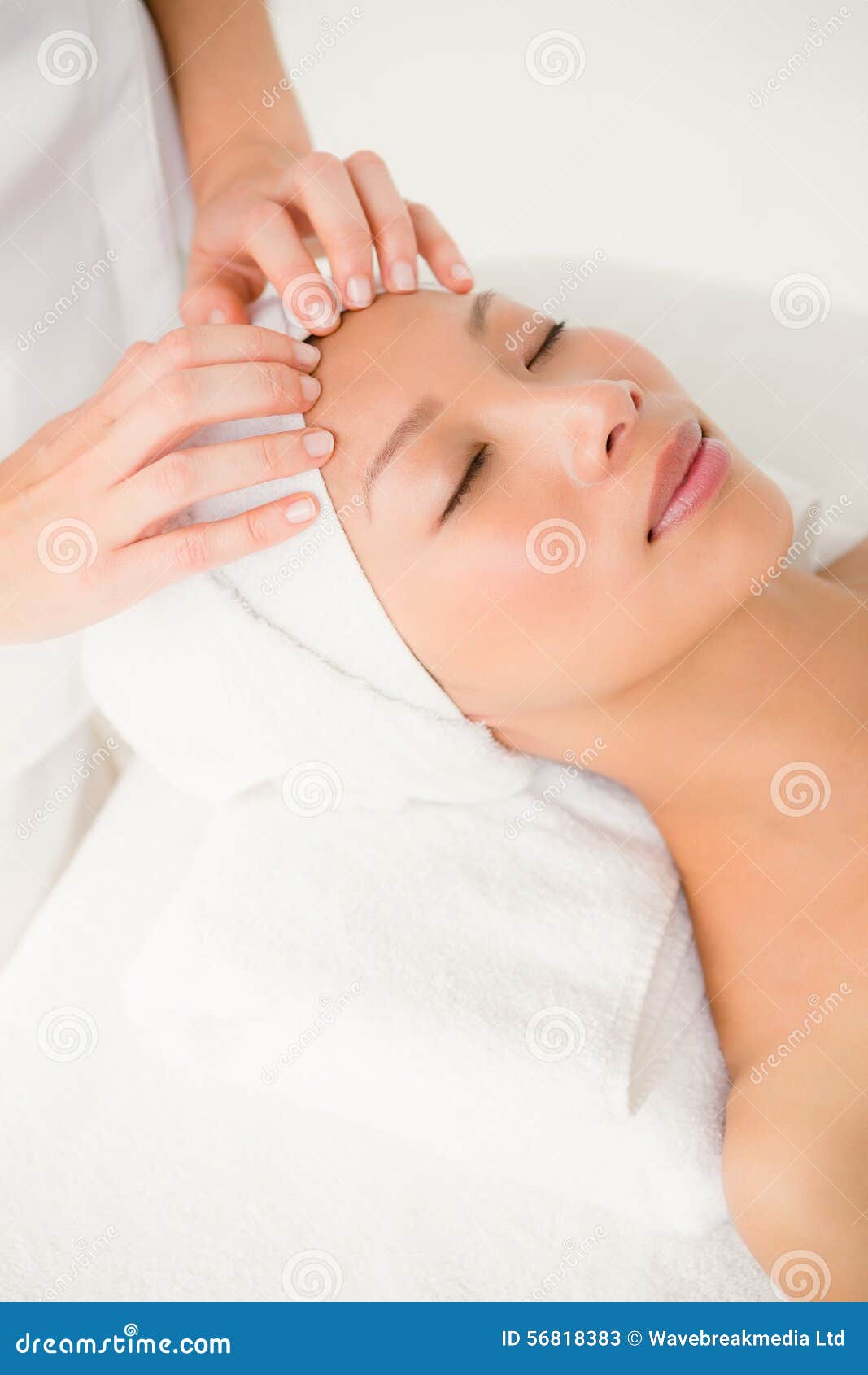 Attractive Young Woman Receiving Forehead Massage Stock Image Image