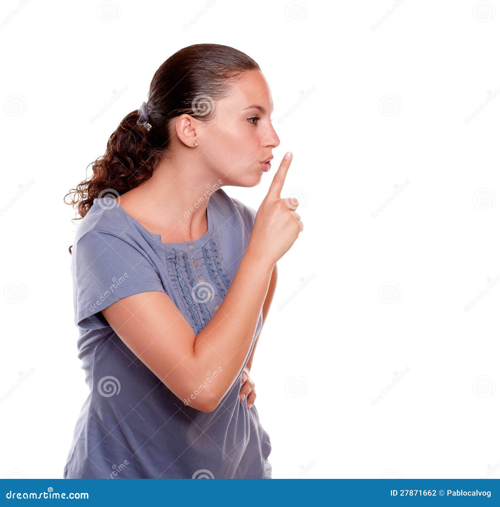 Attractive Young Woman Requesting Silence Stock Photo - Image of people ...