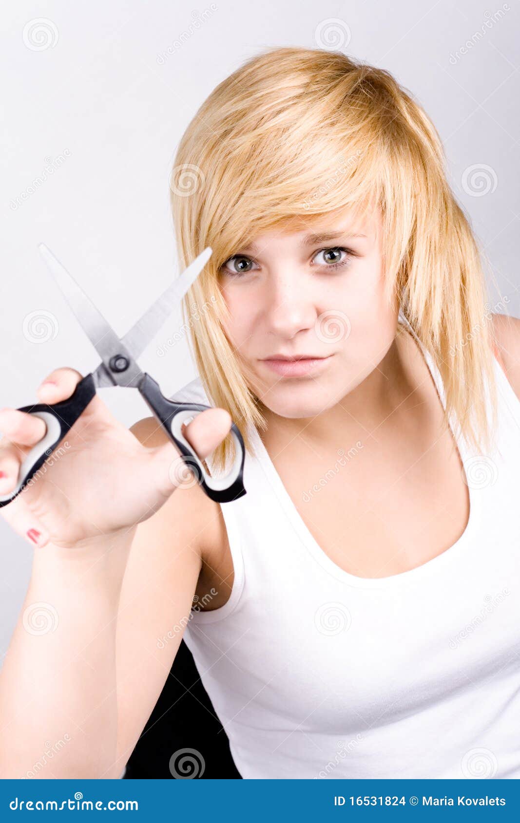Attractive Young Woman with Scissors Stock Photo - Image of scissors ...