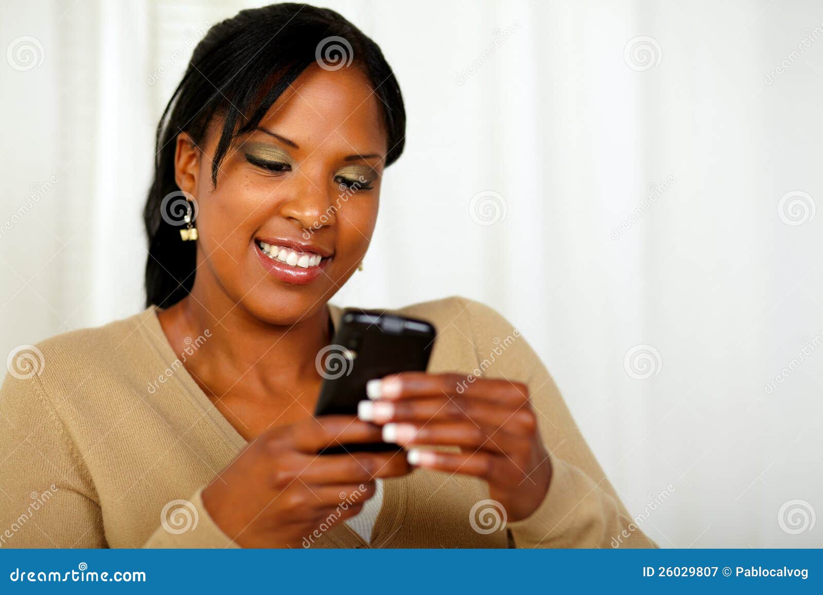 Attractive Young Woman Sending a Text Message Stock Image - Image of ...