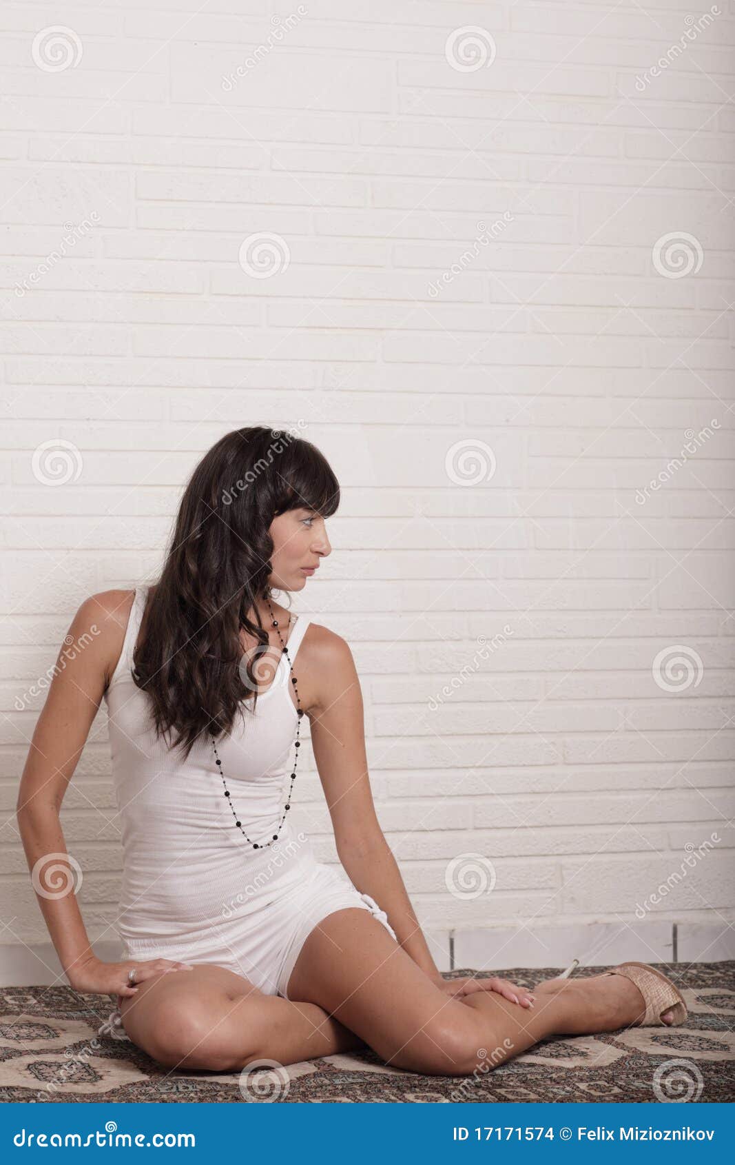 Attractive Young Woman Sitting Stock Photo - Image of interior ...