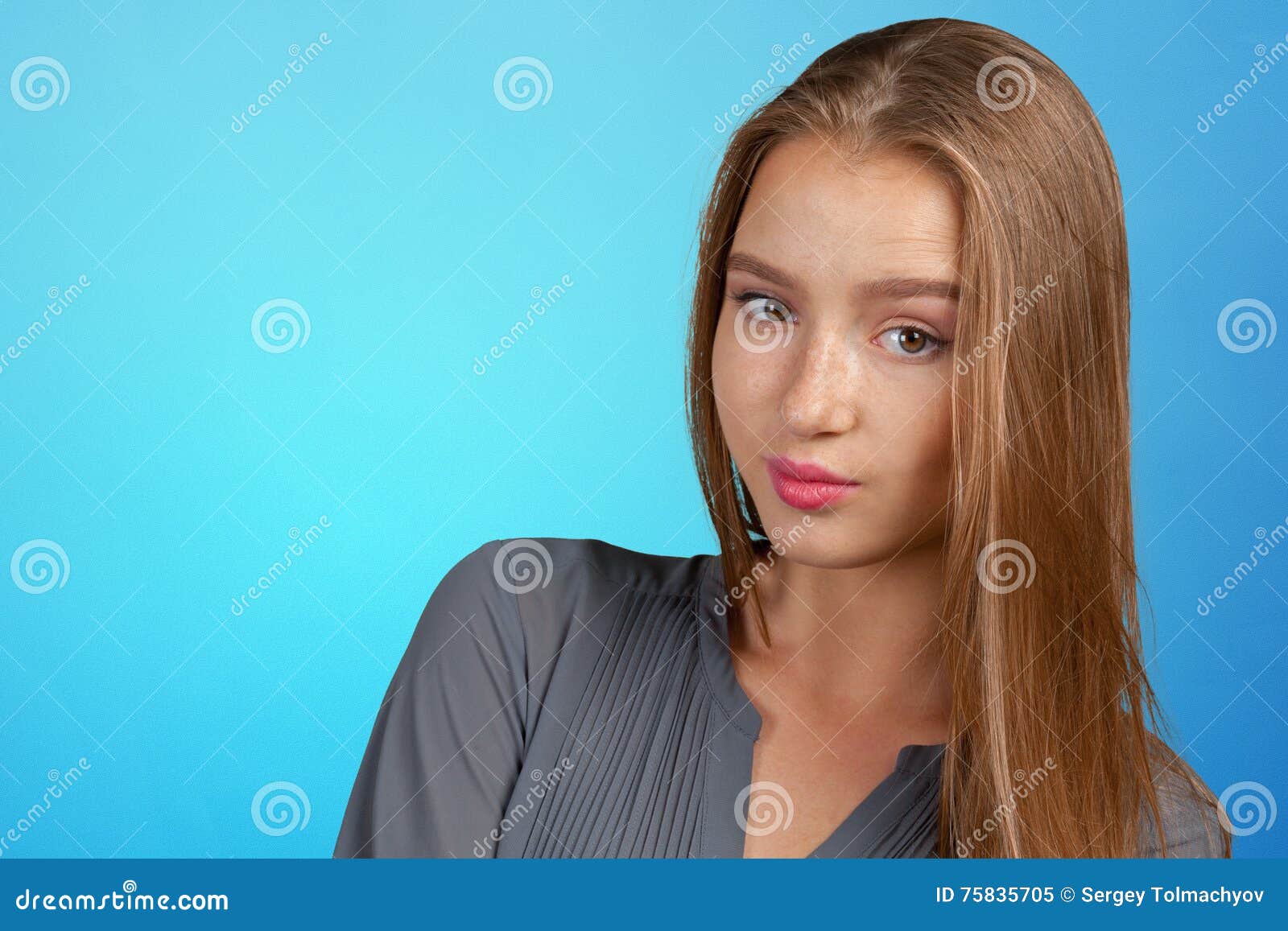Attractive Young Woman Thinking Deeply Stock Image - Image of glance ...