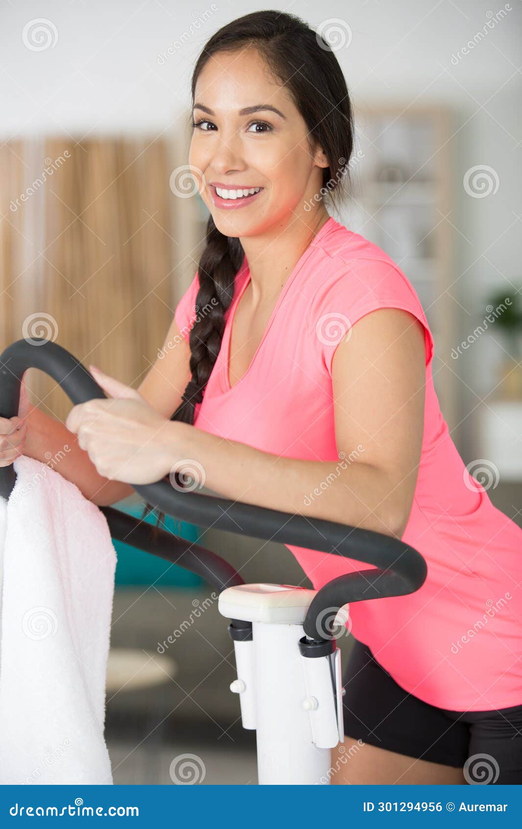 Attractive Young Woman Using Step Machine Stock Photo - Image of woman ...