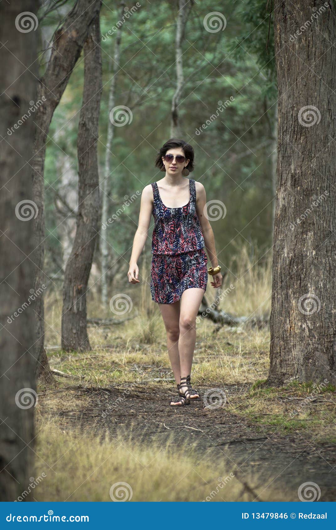 Attractive Young Woman Walking in Bush Stock Photo - Image of lifestyle ...