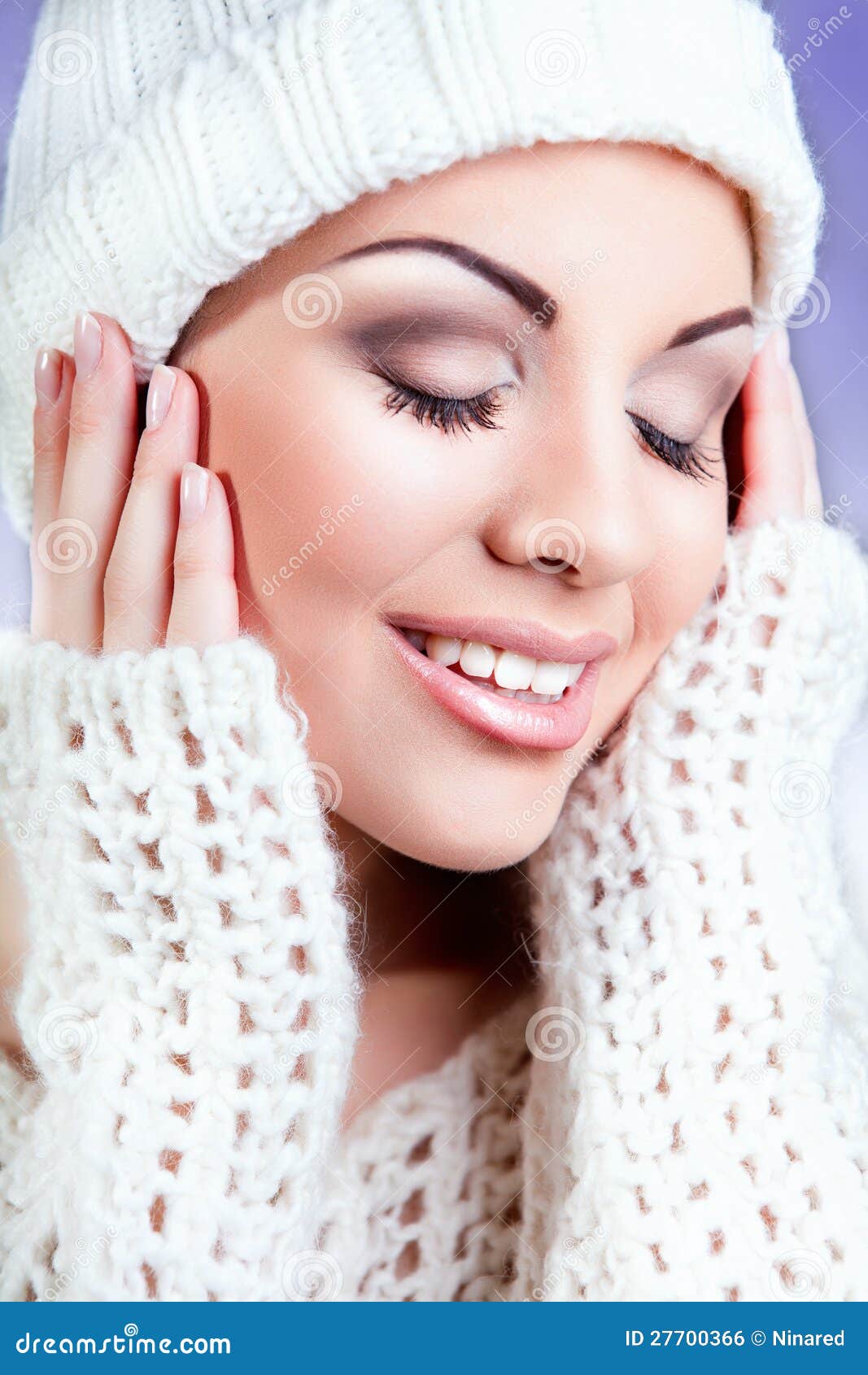Attractive Young Woman in Warm Clothing. White Stock Photo - Image of ...