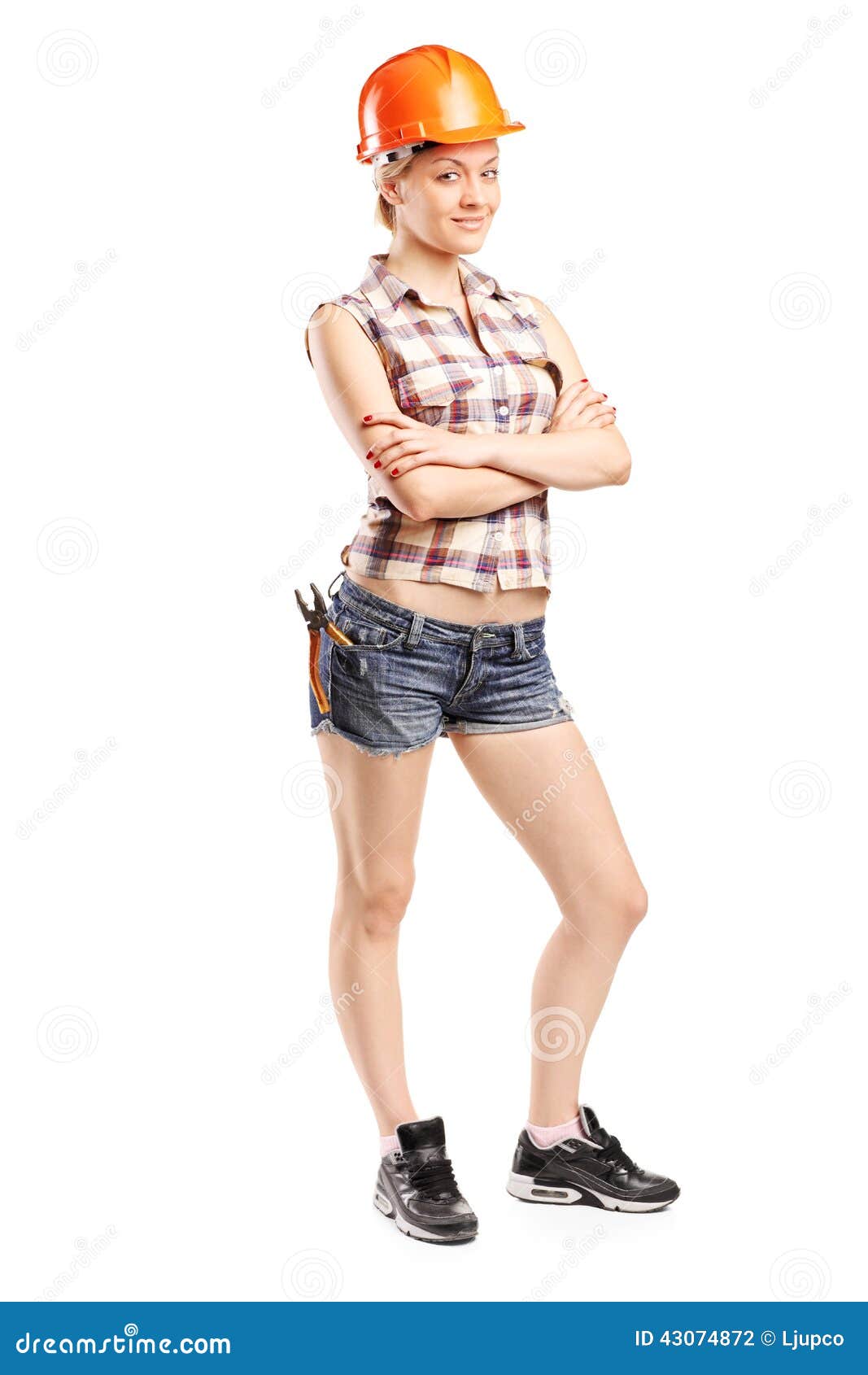 Attraktiv Kvinnlig Snickare Arkivfoto - Bild av flicka, snickare: 43074872