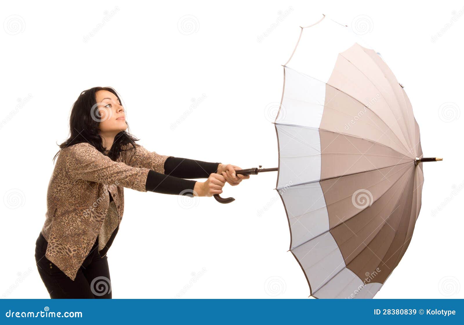 Attraktive Junge Frau Mit Einem Regenschirm Stockbild - Bild von ...