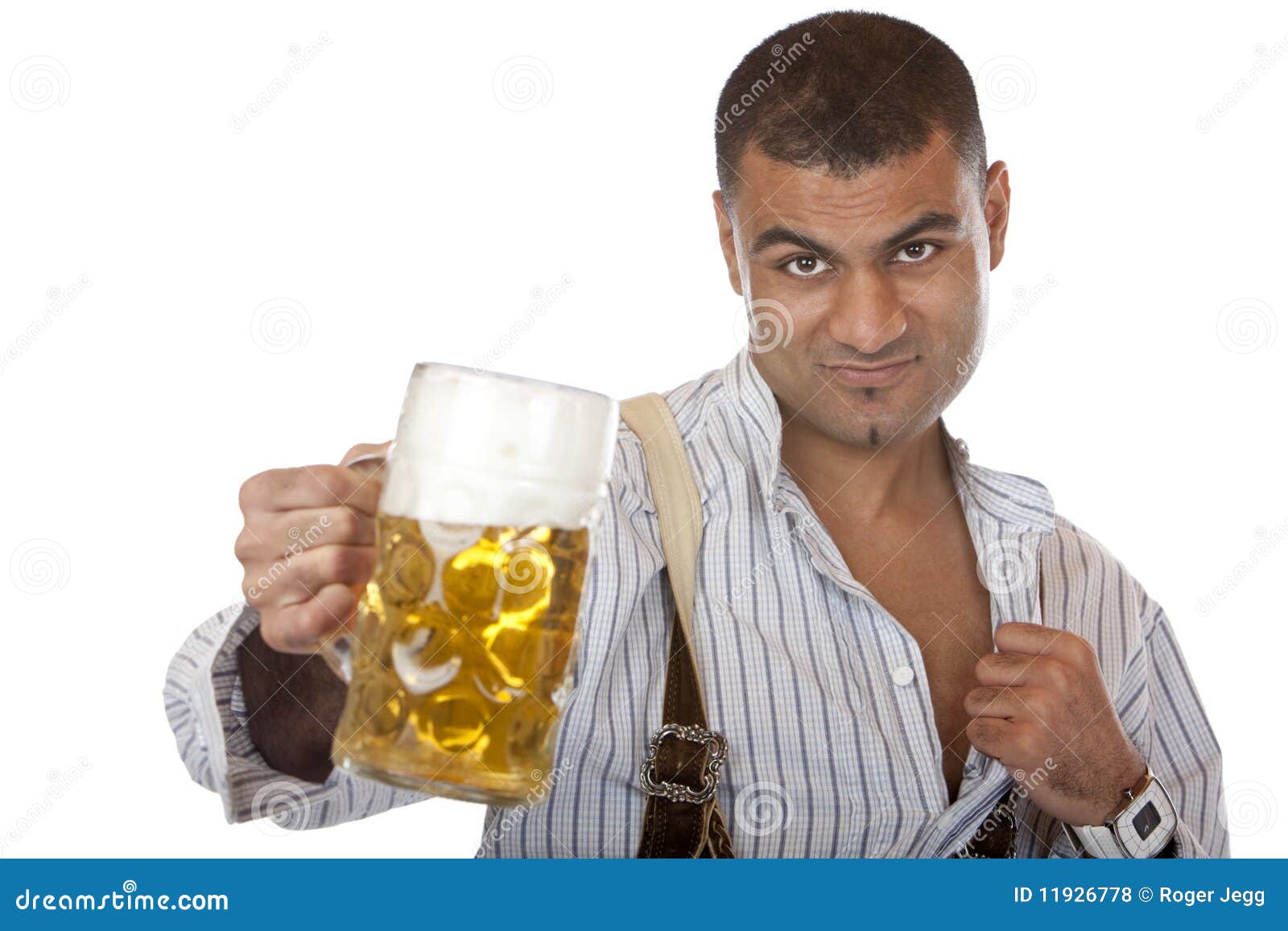 Attraktiver Mann Mit Oktoberfest Bier Stein Stockfoto - Bild von bier ...