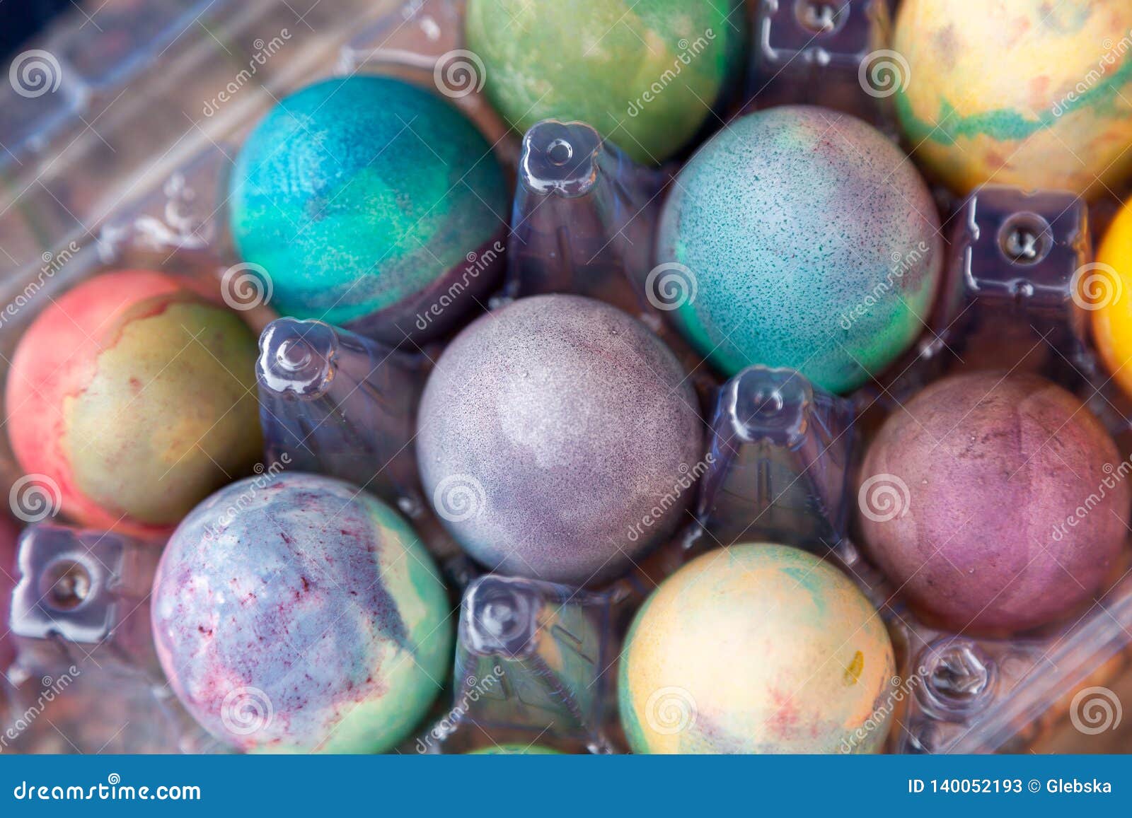 Group of Easter Colored Eggs in Plastic Container Stock Image - Image ...