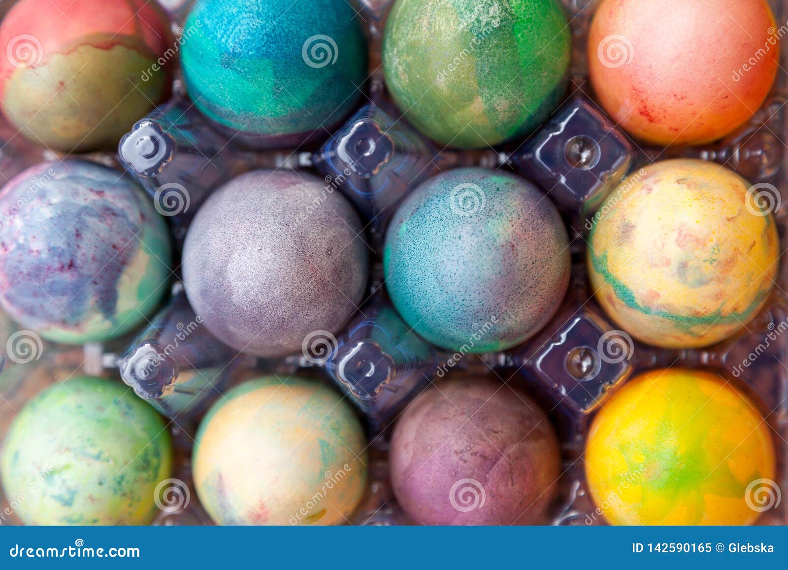 Group of Easter Colored Eggs in Plastic Container Stock Image - Image ...