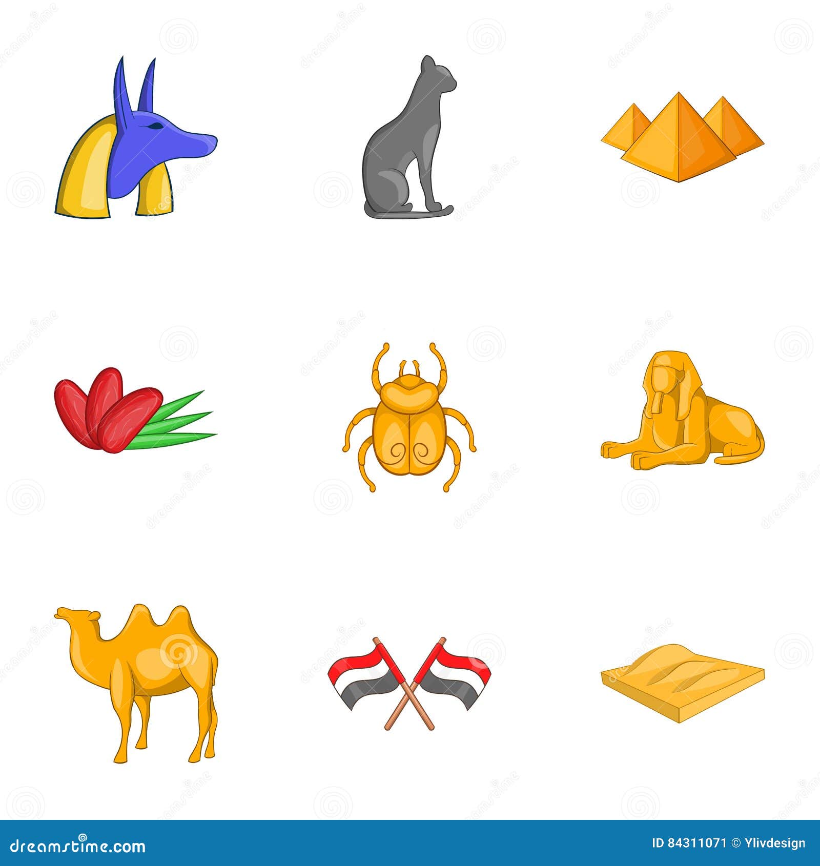 Attributes Ancient Egypt Icons Set, Cartoon Style Stock Vector ...