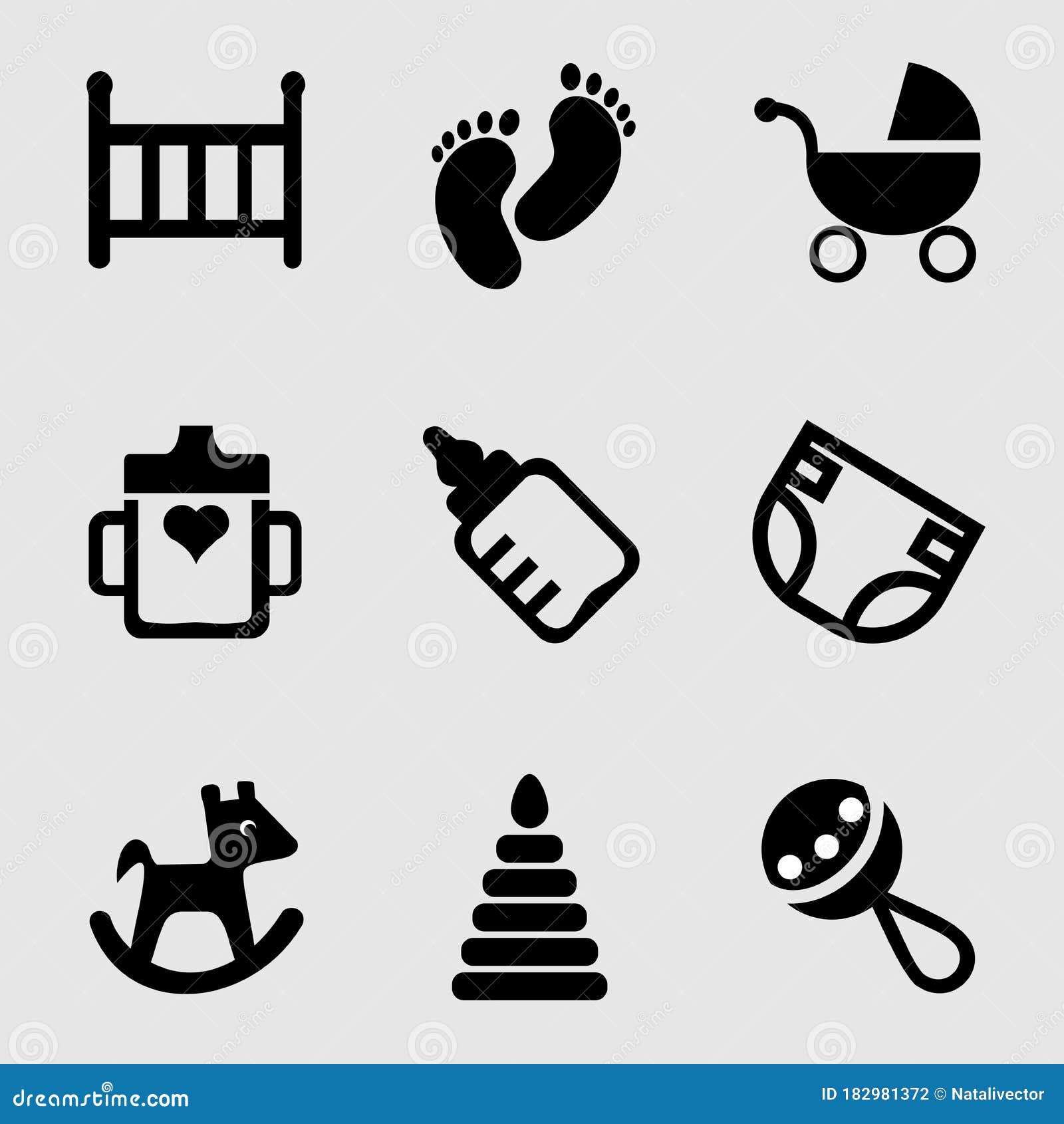 Icons with Symbols and Things of Babies Stock Vector - Illustration of ...