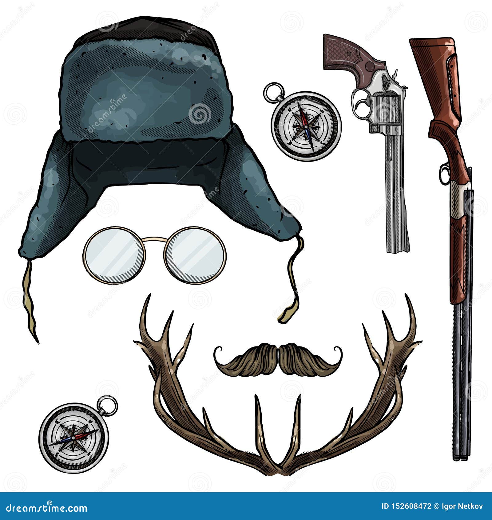 Hunter And Killed Moose Or Elk - Hunting Trophy- Hunting Sport Team ...