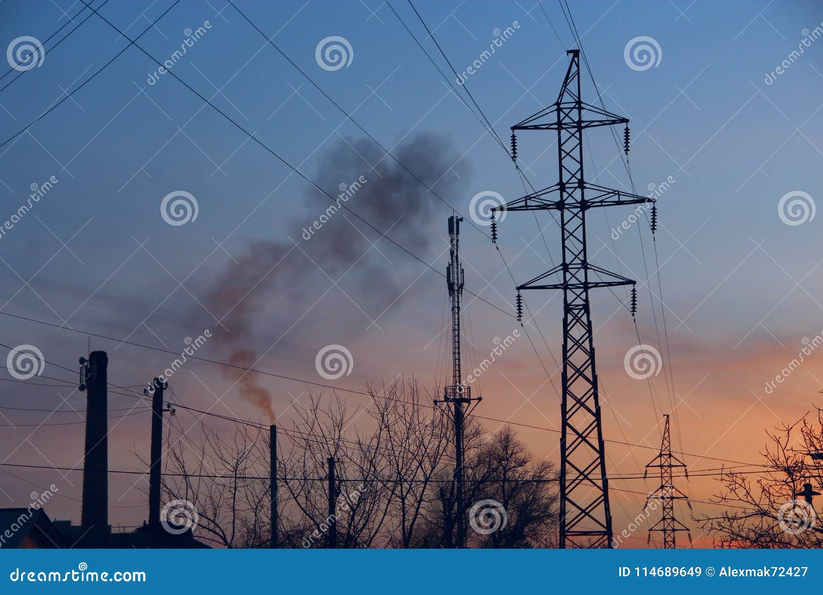 Attributes of Urbanization and Environmental Pollution Stock Image ...