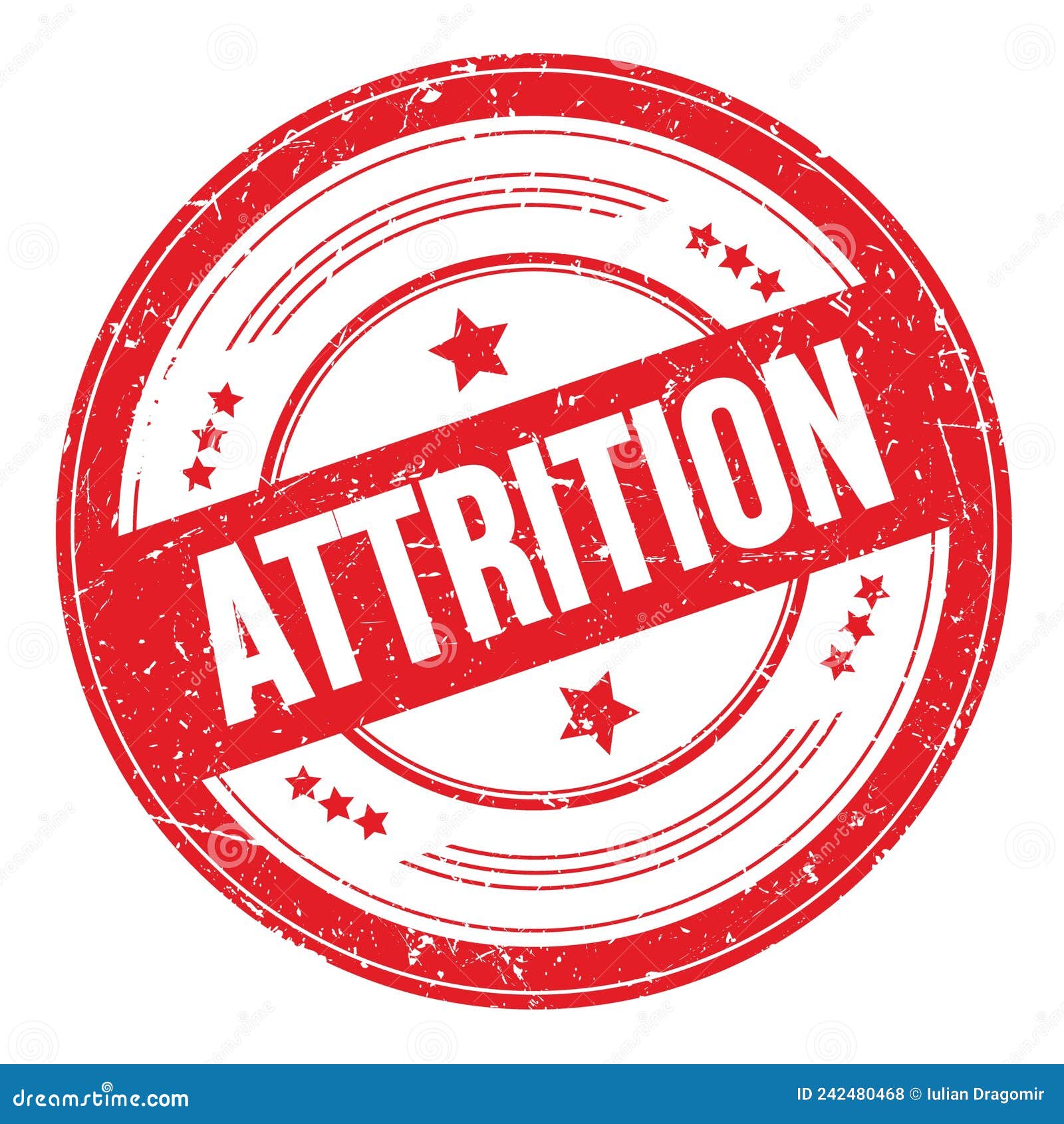 ATTRITION Text on Red Round Grungy Stamp Stock Illustration ...