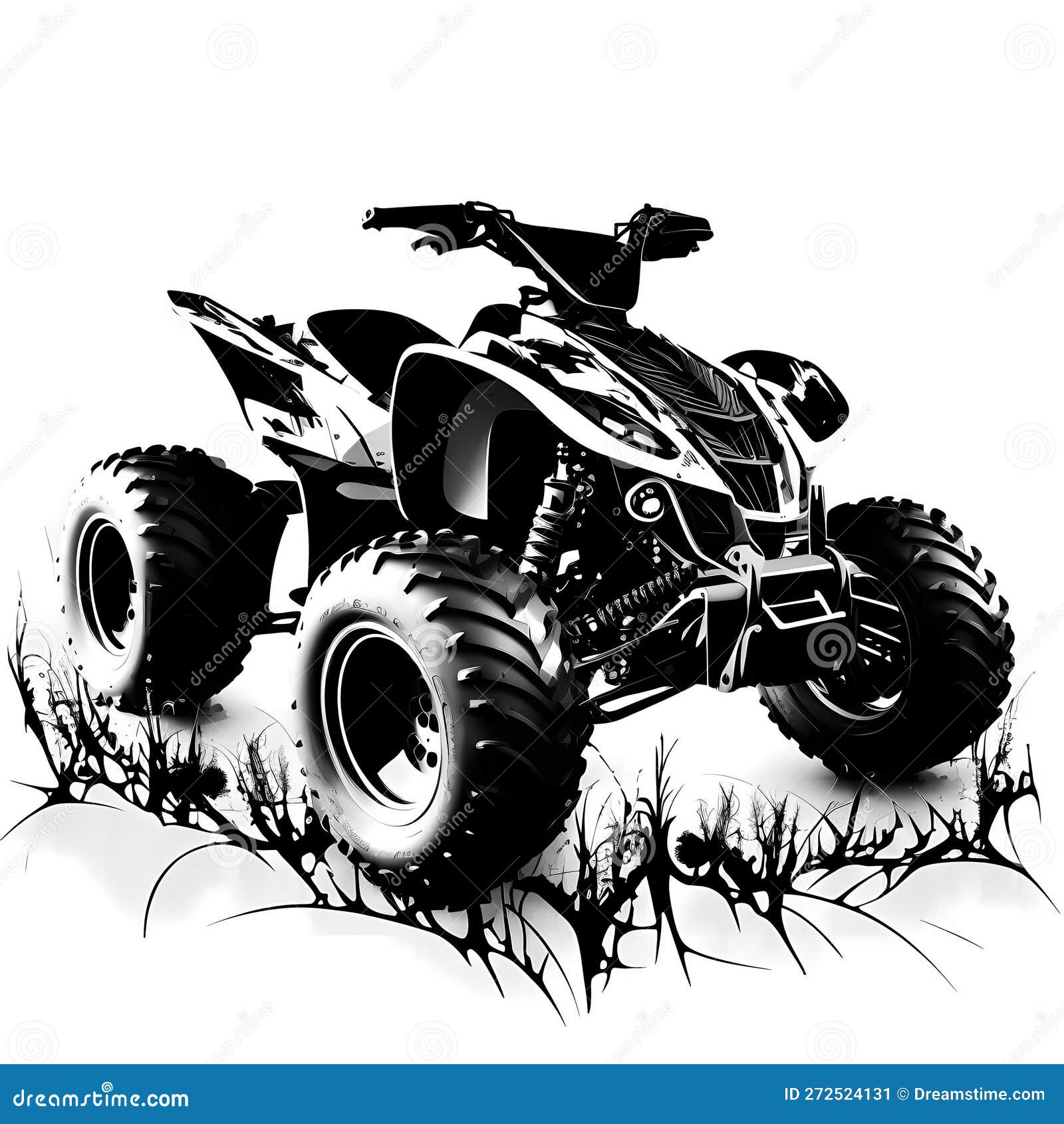 ATV Black and White. Generative AI Stock Illustration - Illustration of ...