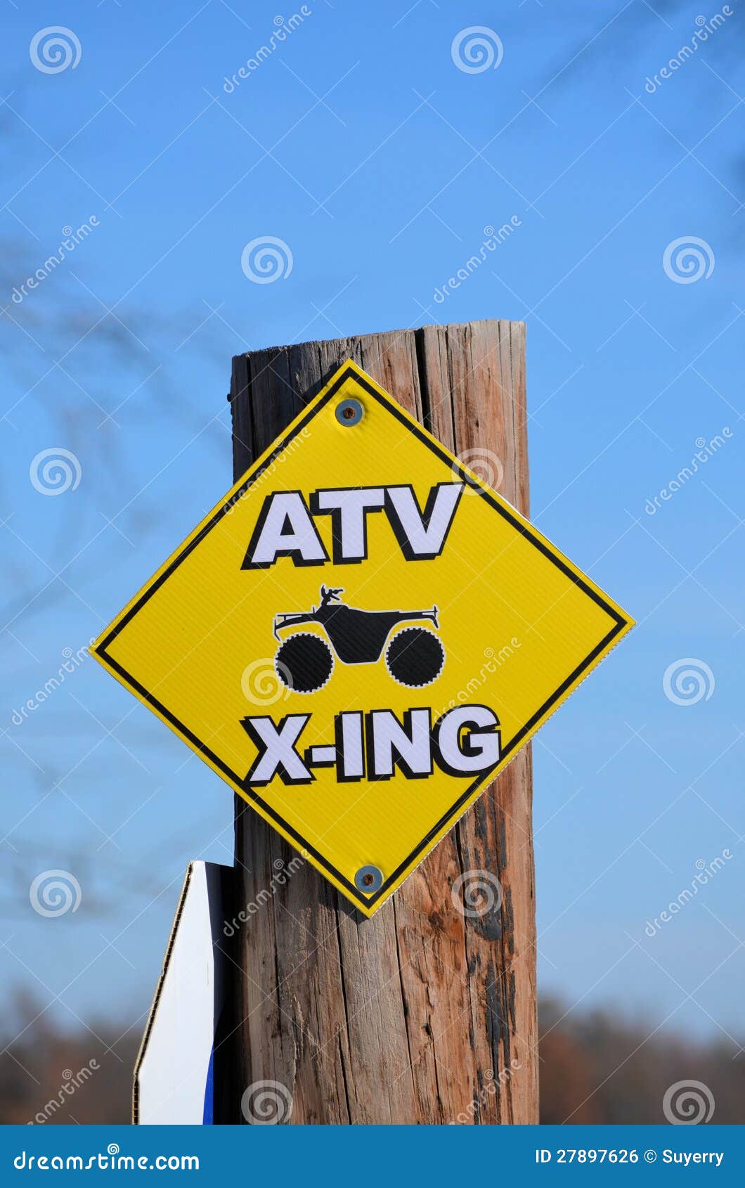 ATV Crossing Sign 4 Wheeler Post Stock Photo - Image of crossing ...