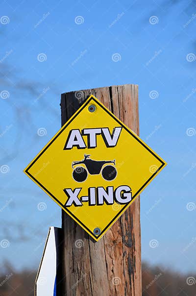 ATV Crossing Sign 4 Wheeler Post Stock Photo - Image of crossing ...