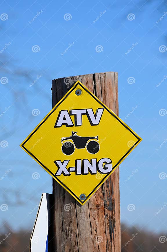 ATV Crossing Sign 4 Wheeler Post Stock Photo - Image of crossing ...