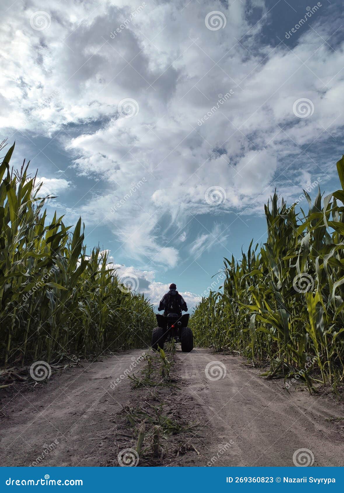 ATV in the field stock image. Image of hill, grass, landscape - 269360823