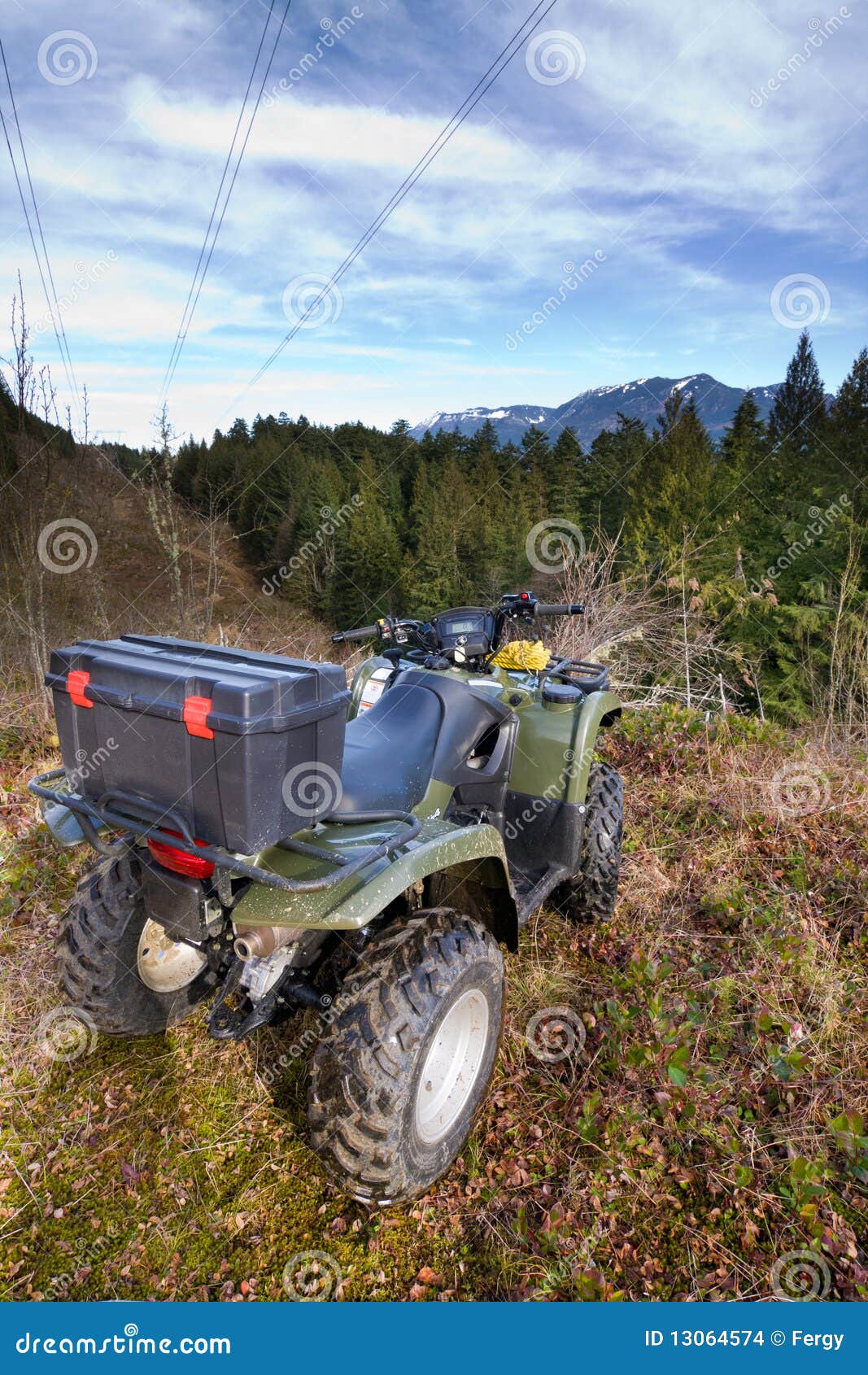 ATV Parked Overlooking Forest Stock Photo - Image of hook, extreme ...