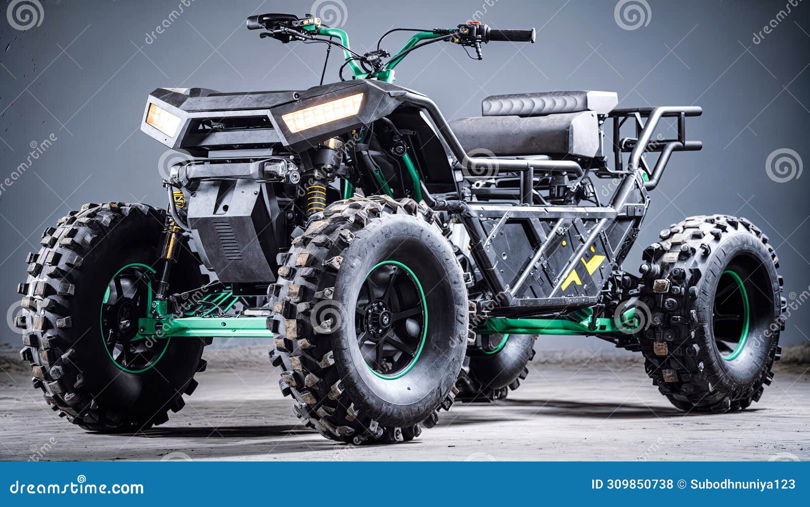 ATV 4x4 Quad Bike on a Gray Background. Side View Stock Illustration ...